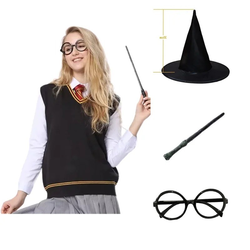 3Pcs Set Adult Children Harris Cloak Cosplay Costume Magic School ...