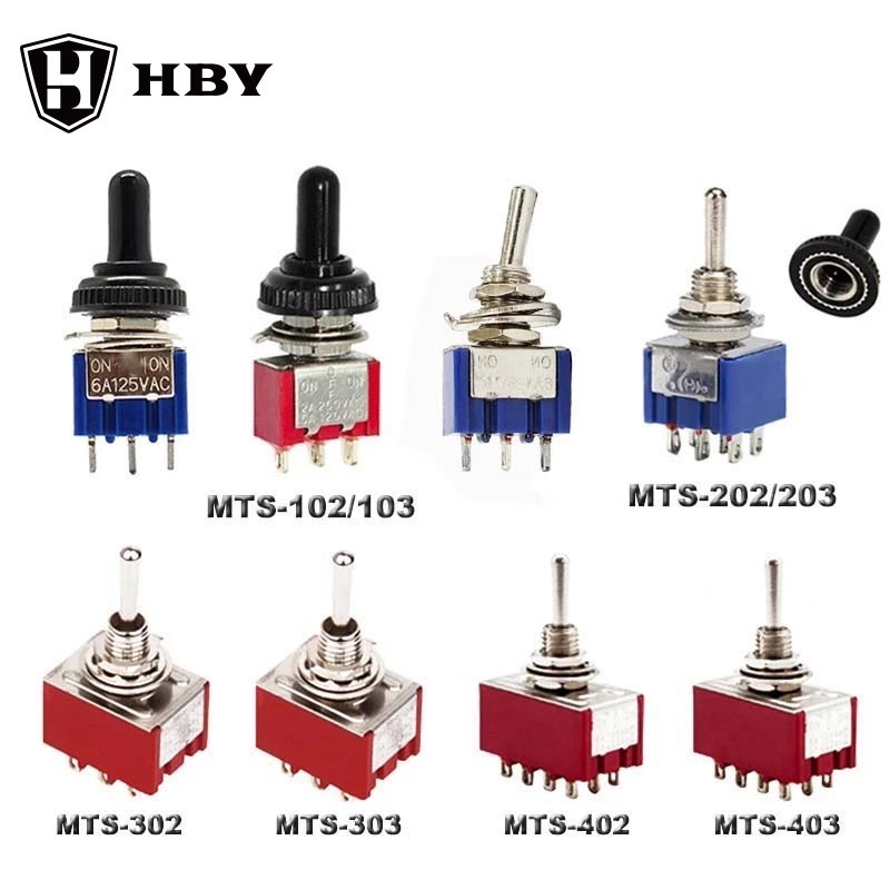 1PCS/LOT SPDT DPDT 6MM Reset Latching Toggle Switch MTS-102 5A 6A 125V ...