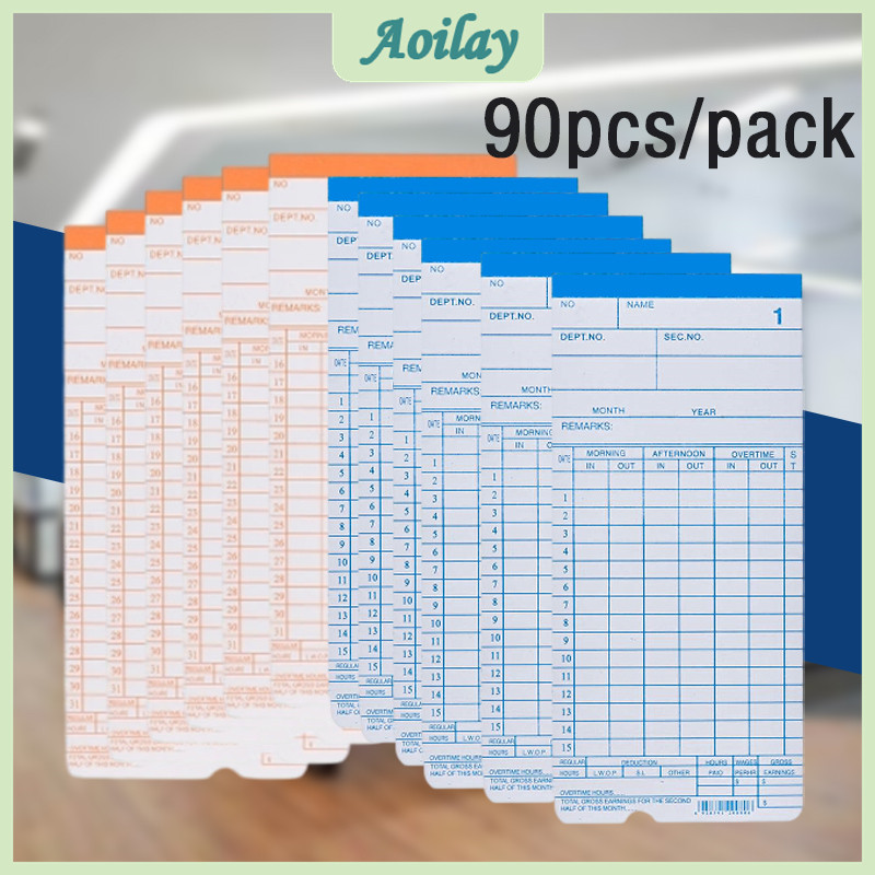 90Pcs Time Card 2 sided Monthly Time Card Record Attendance Time Clock ...