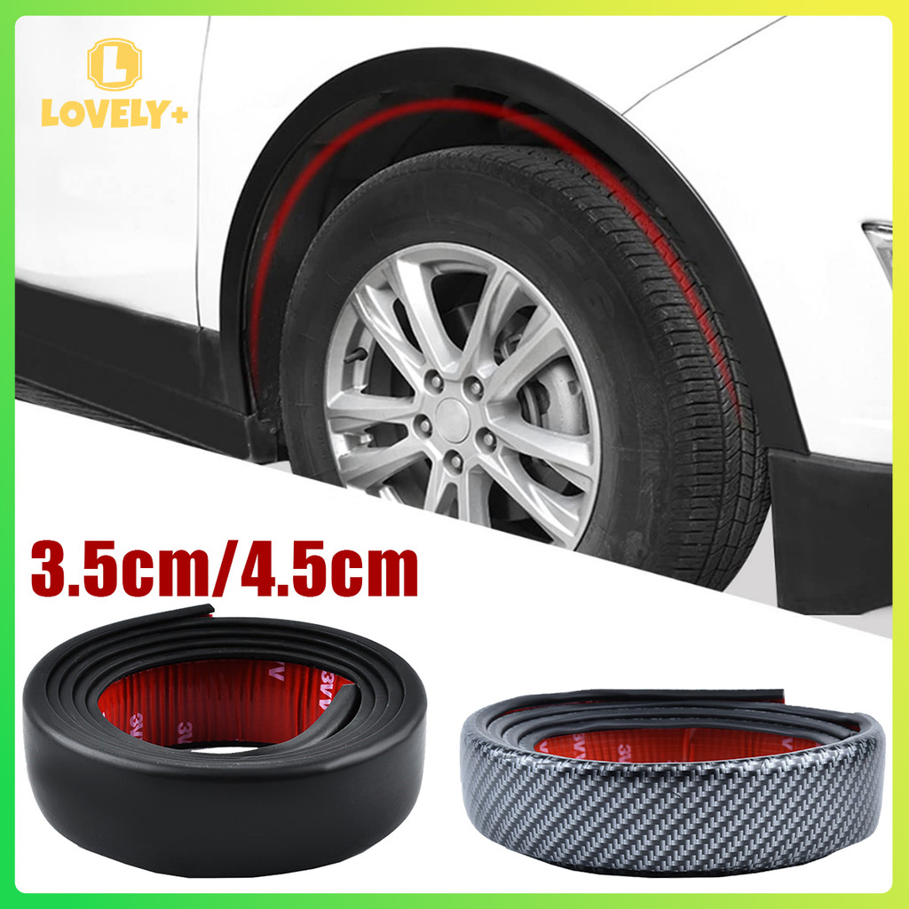 Black Carbon Fiber Universal Fender Strip Protecter Wheel Eyebrow Arch ...