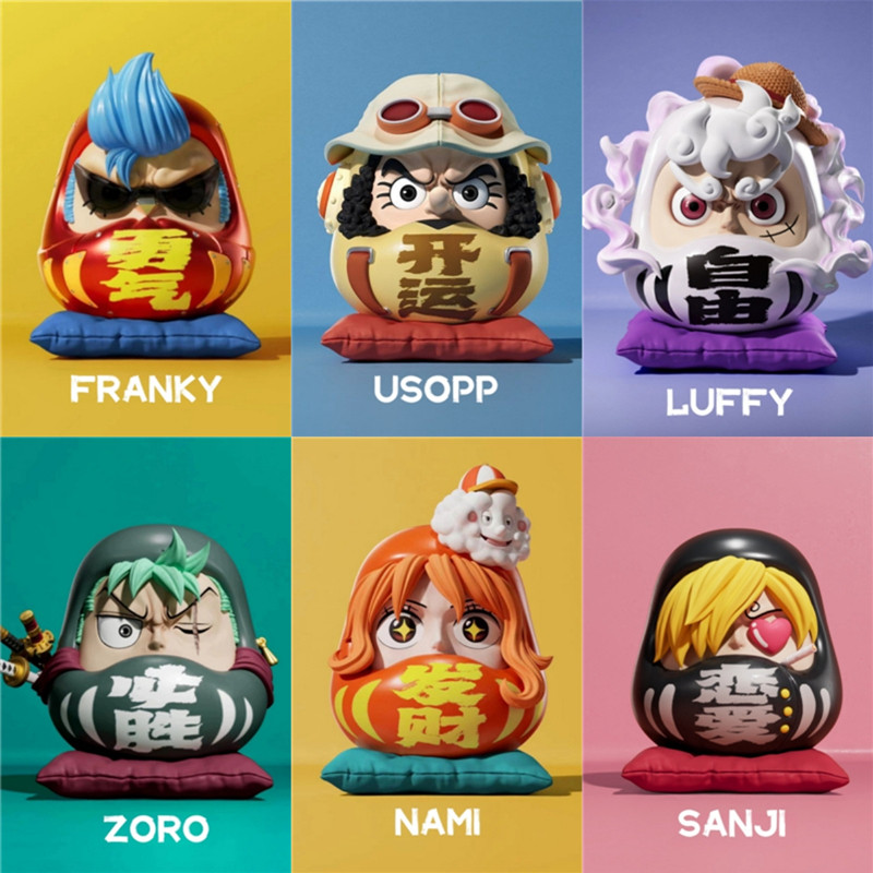 6cm Q-version One Piece Anime Figure Nika Luffy Zoro Sanji Nami Cos ...