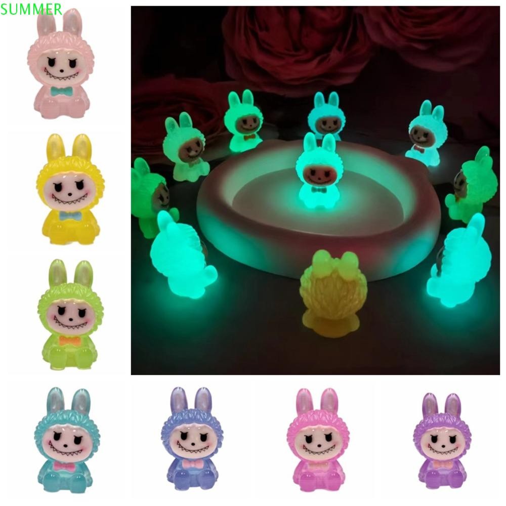 SUMMER Candy Color Labubu Dolls, Noctilucent Luminous Cartoon Resin ...