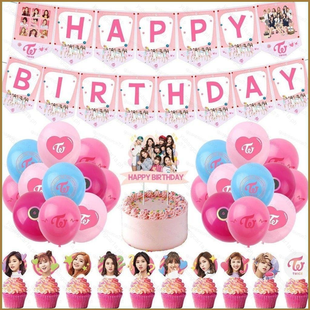 TWICE Theme birthday party decorations banner cake topper balloon set ...