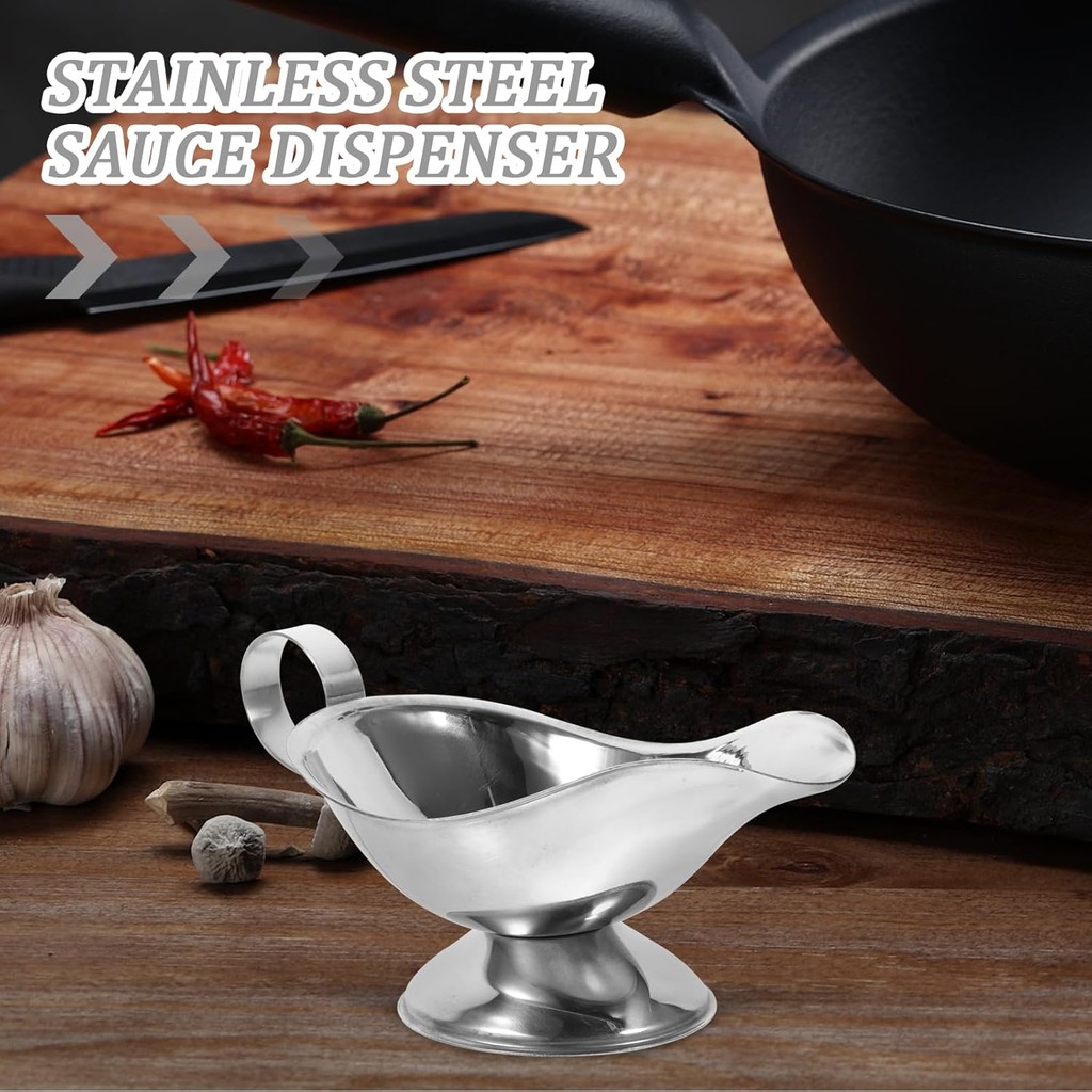 Living Plus Stainless Steel Gravy Boat Salad Dressing Sauce with Big ...