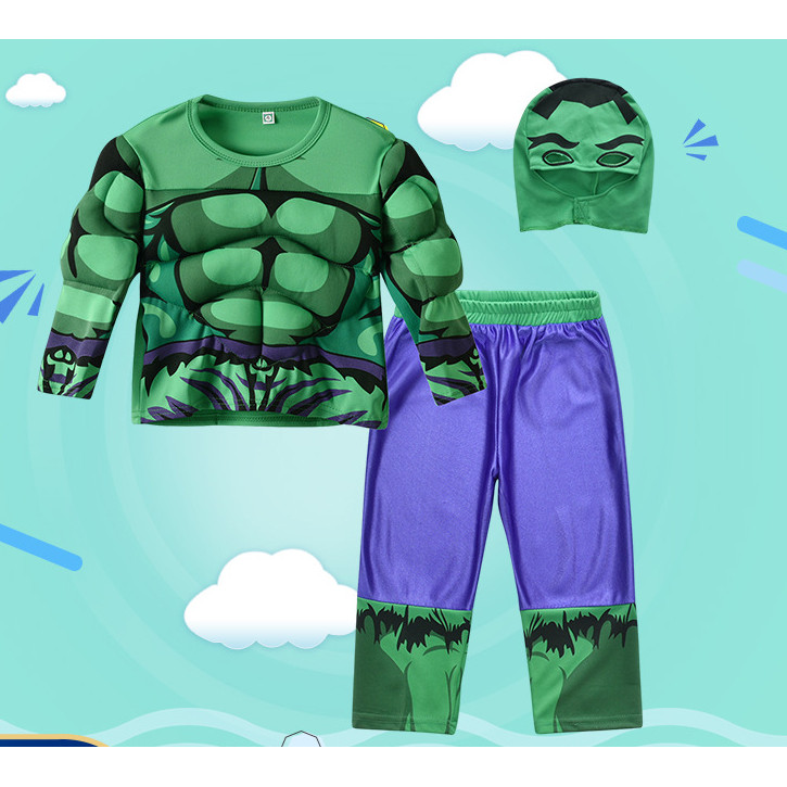 Hulk Three-Piece Set HalloweencosplayPerformance Wear Long Sleeve Boys ...