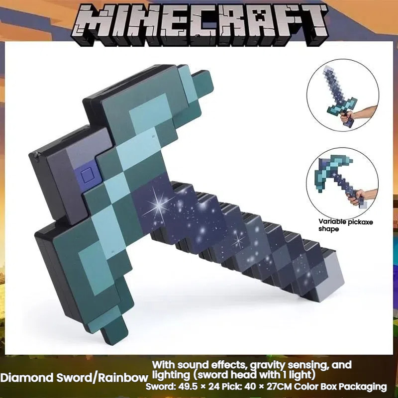 Minecraft Bow Arrow Game Accessories Sword Model Toy MC Diamond Sword ...