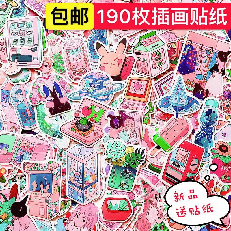 Handbook Stickers Japanese Girl Heart Sweet Food Illustration Character ...