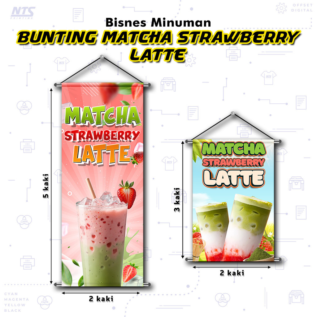 DESIGN Bunting Matcha Strawberry Latte - Material Kalis Air / Tahan ...