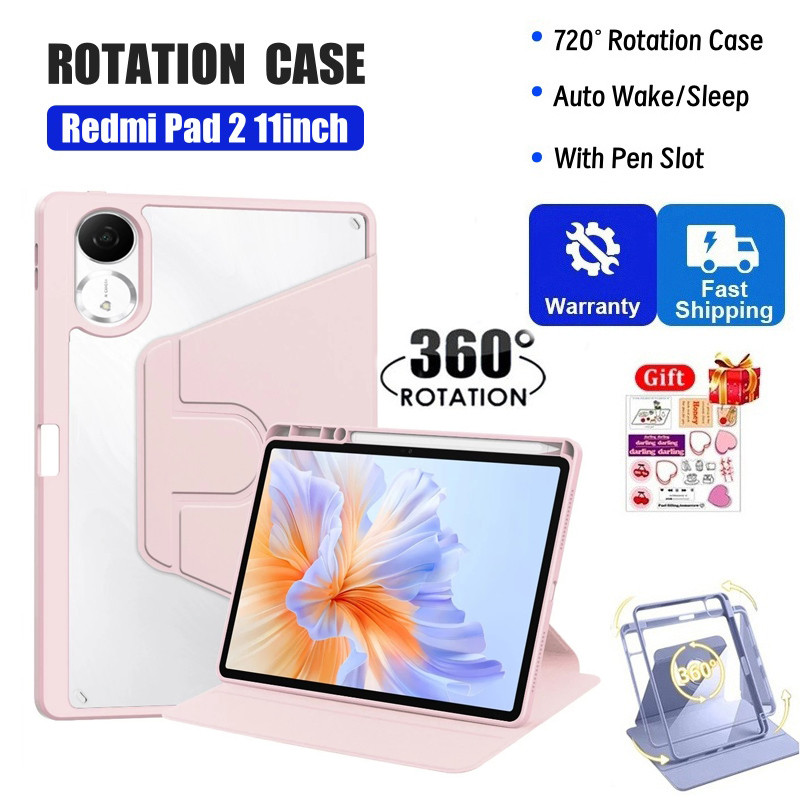 Redmi Pad 2 11inch Case with Pen Holder 360° Rotating Casing for Xiaomi ...