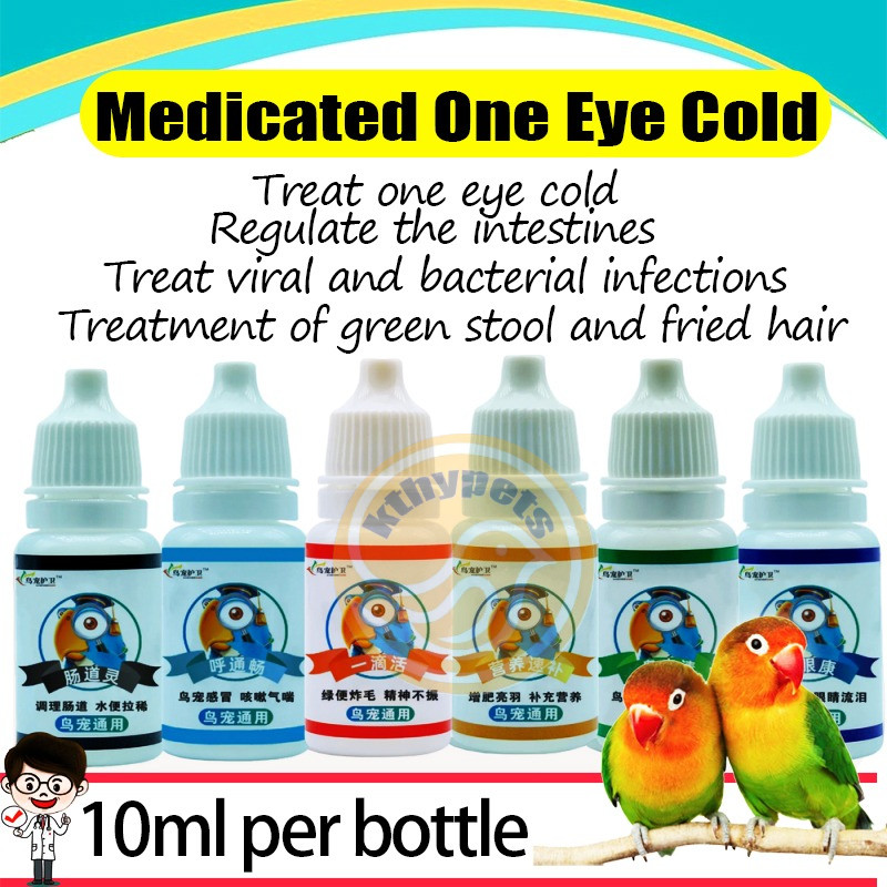 One Eye Cold for lovebird cockatiel Budgie Parakeet Medicated Eye Drops ...