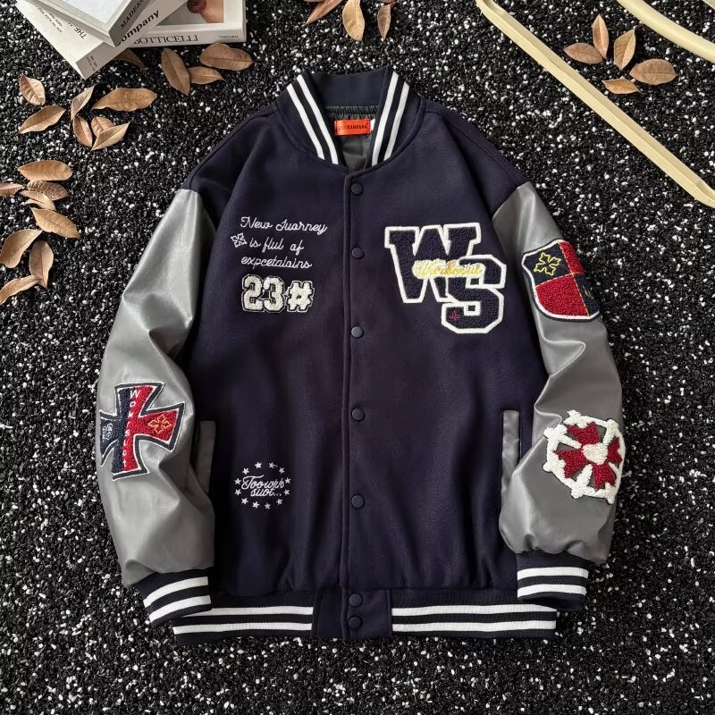 Hip Hop Flower Rattan Embroidered Baseball Uniform Street Wear Loose ...