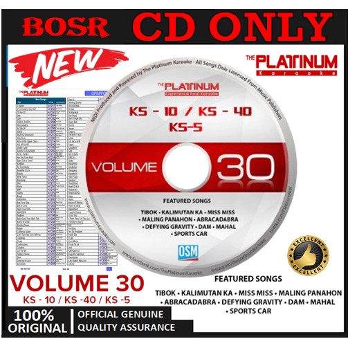 Platinum KS-5/KS-10/KS-40 Junior Lite CD With Additional Song list Volume 30(Updated 2025 ...