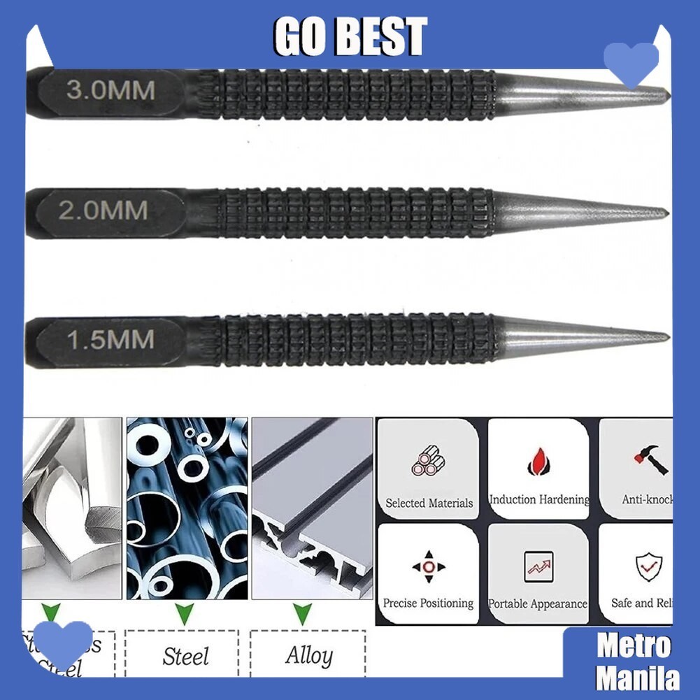 3pcs/set Center Punch Set Metal Wood Scribe Tool Non-Slip Sample ...