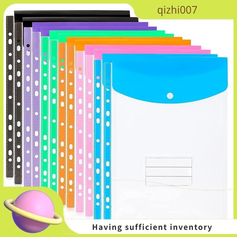 qizhi007 12 Pack A4 Punched Pockets Plastic Wallets - 11 Holes ...