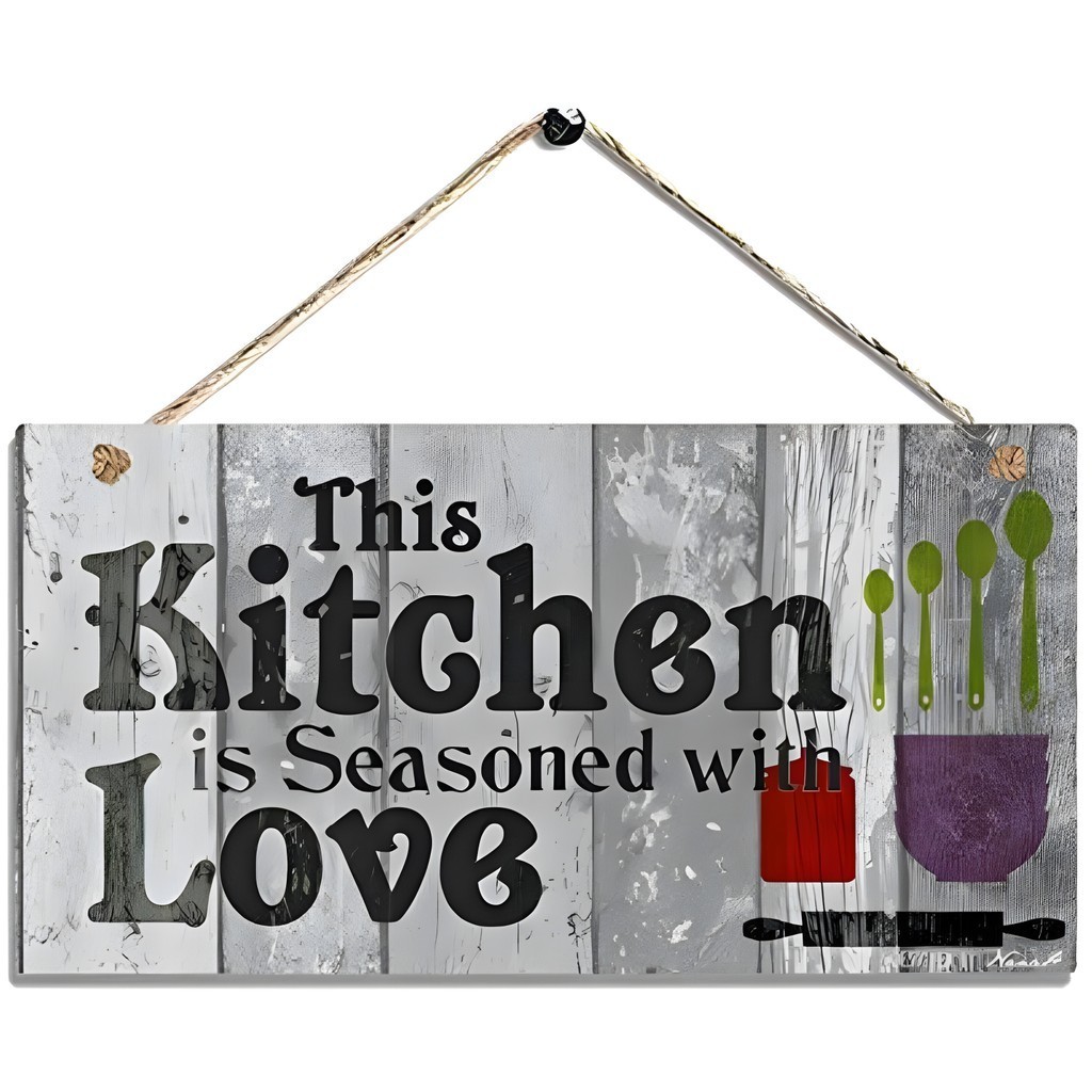 This Kitchen Is Seasoned With Love-Rustic Wood Wall Hanging Decor Sign ...