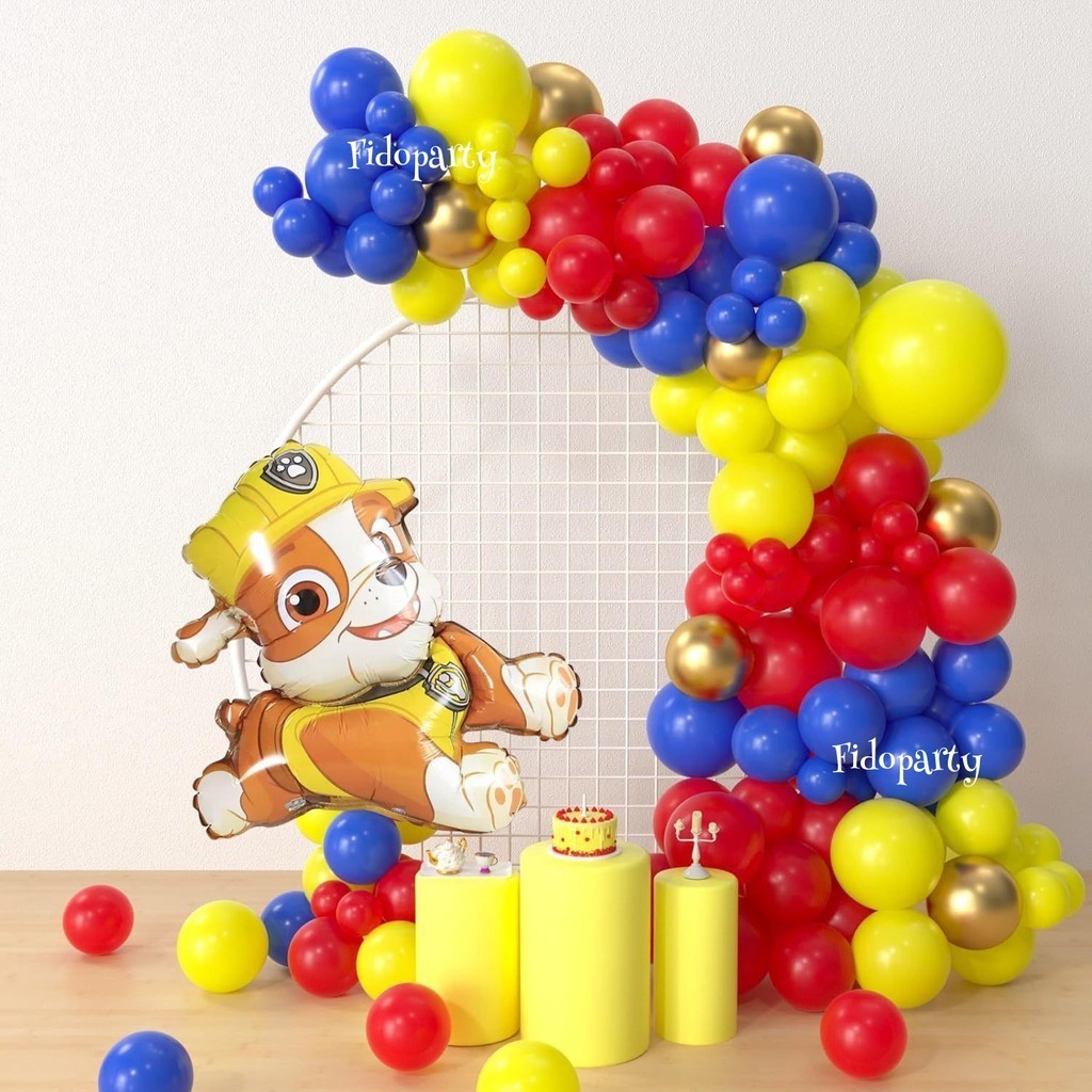 Paw Patrol Balloon Arch Garland Kit Rubble Dog Foil Red Blue Yellow Latex Birthday Party ...