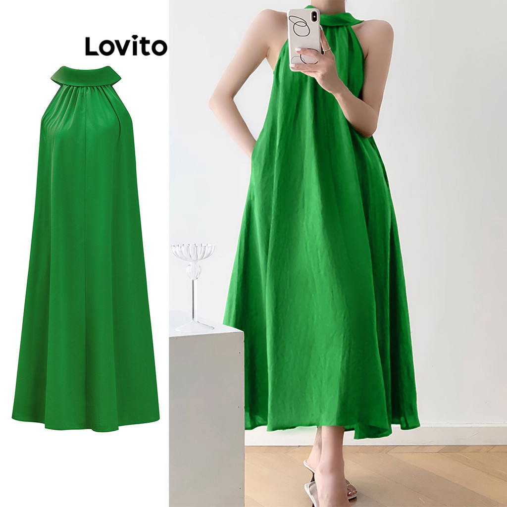Lovito Women Casual Plain Button Dress L91ED445 | Shopee Philippines