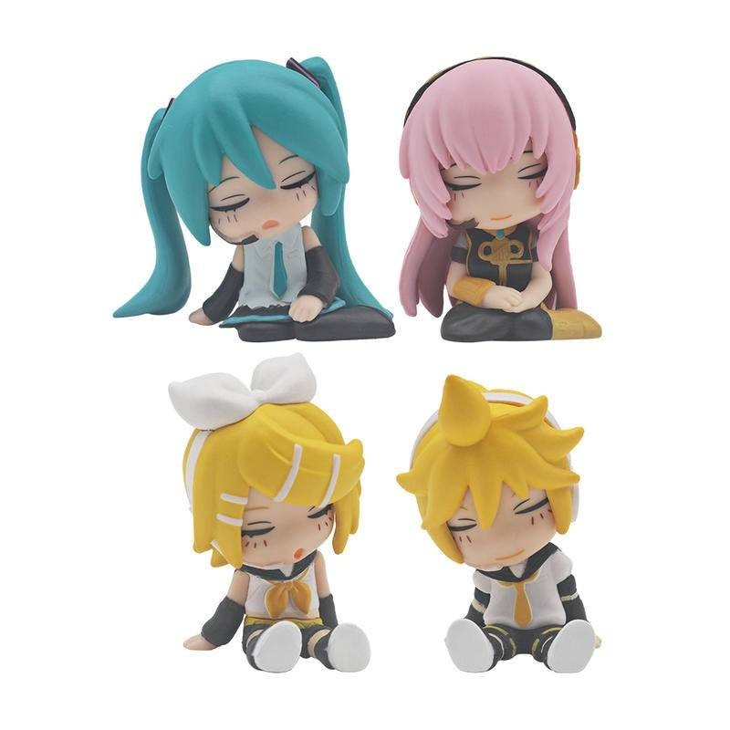 4PCS Anime Hatsune Miku Figure Sleep Action Figure Kagamine Rin ...