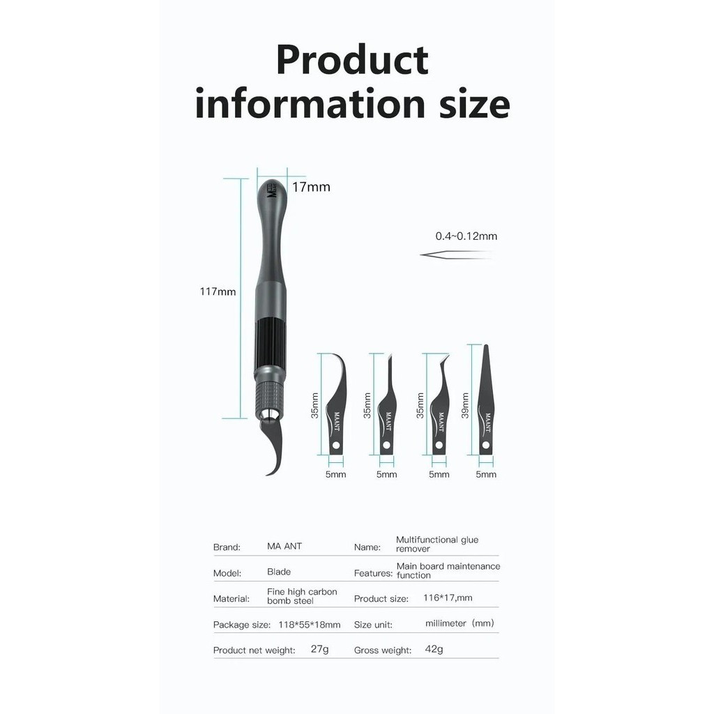 MaAnt MY-102 Multifunctional Glue Removal Knife Elastic Blade Cut Off ...