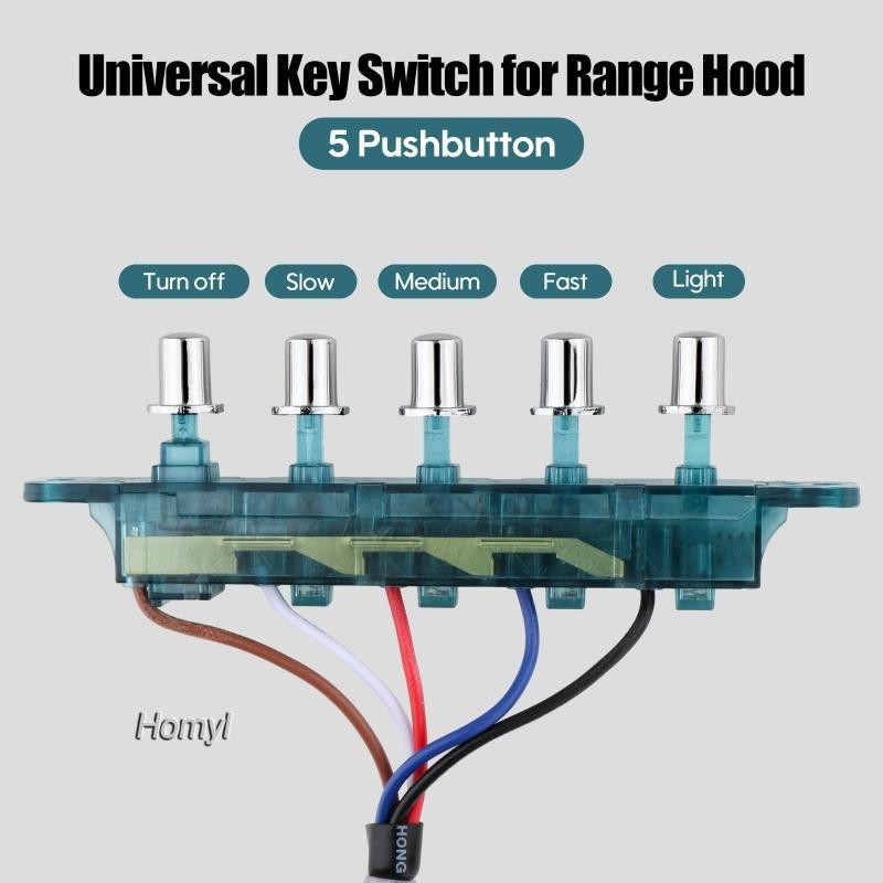 [Homyl] Range Hood Switch,Range Hood Pushbutton Switch,5 Button ...