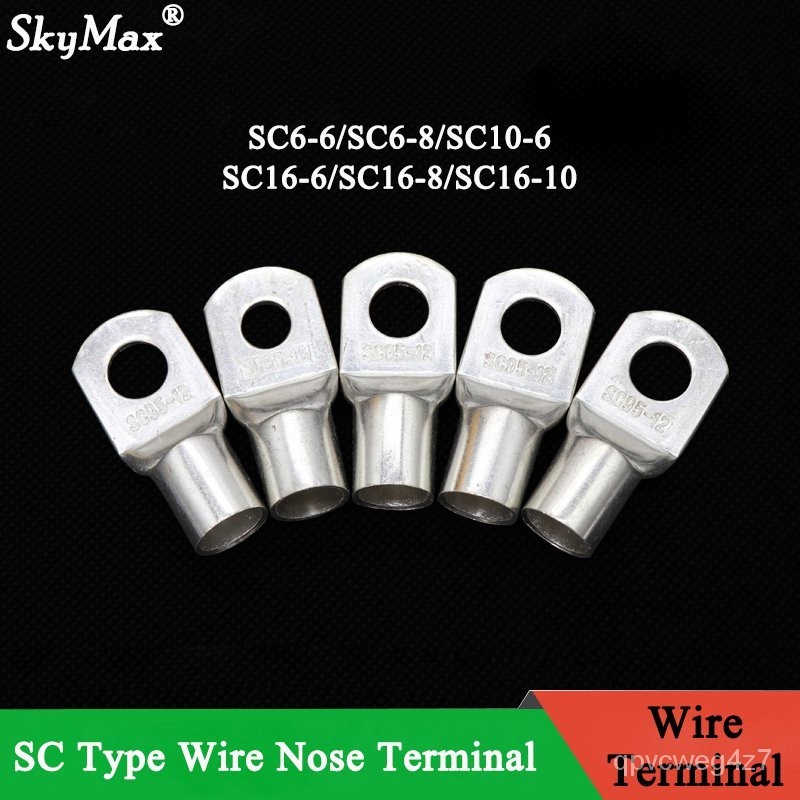 RQ10Pcs SC Type Wire Nose Terminal SC 6 SC10 SC16 Bare Copper Battery ...