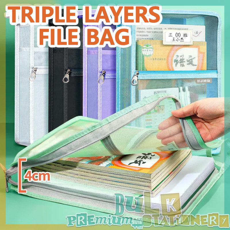 Bulk Long File Bag with Zipper 'L' Opening Paper Test Storage High ...