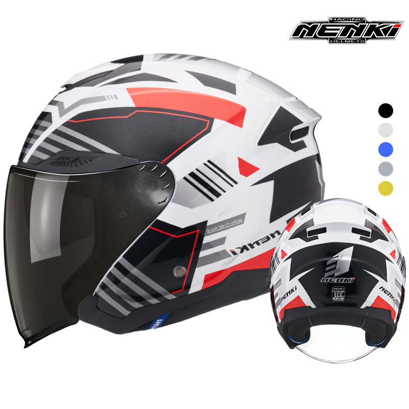 NENKI HELMET NK-669 CRIMSON OPEN FACE WITH DOUBLE VISOR | Shopee ...