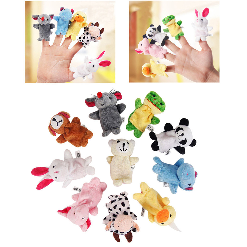 10 Pcs Cute Cartoon Animal Family Finger Puppet Plush Toys Child Baby ...