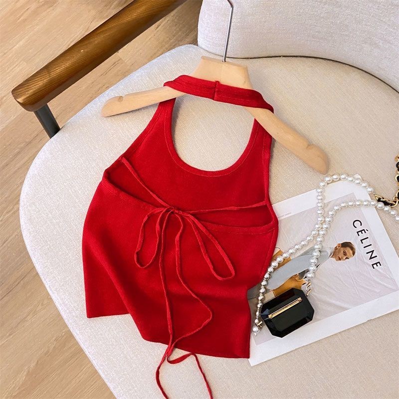 Girls Tanks Summer Kids Spicy Girls Style Tie Hanging Neck Tops Baby ...