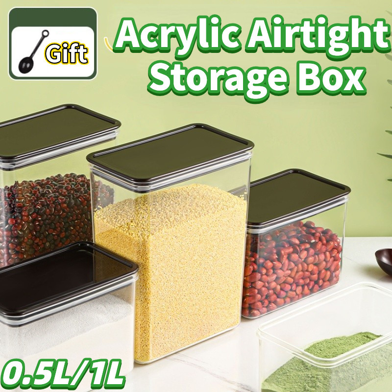 Acrylic Airtight Food Storage Powder Container Storage Box For Milk Tea ...