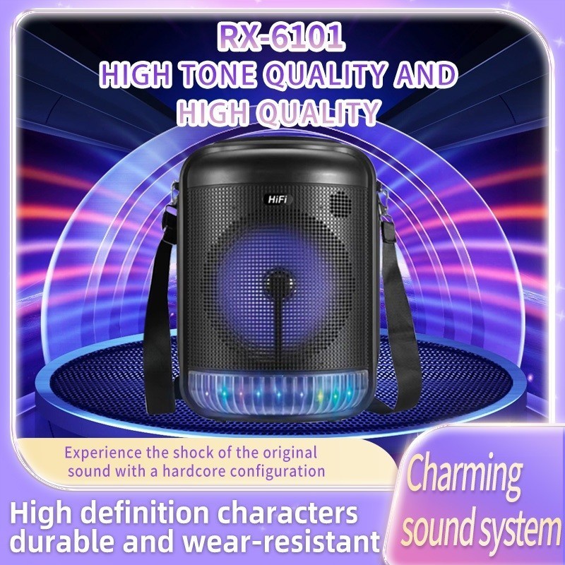 RX-6101 Wireless Bluetooth Speaker HIFI Portable LED Light Home Audio ...
