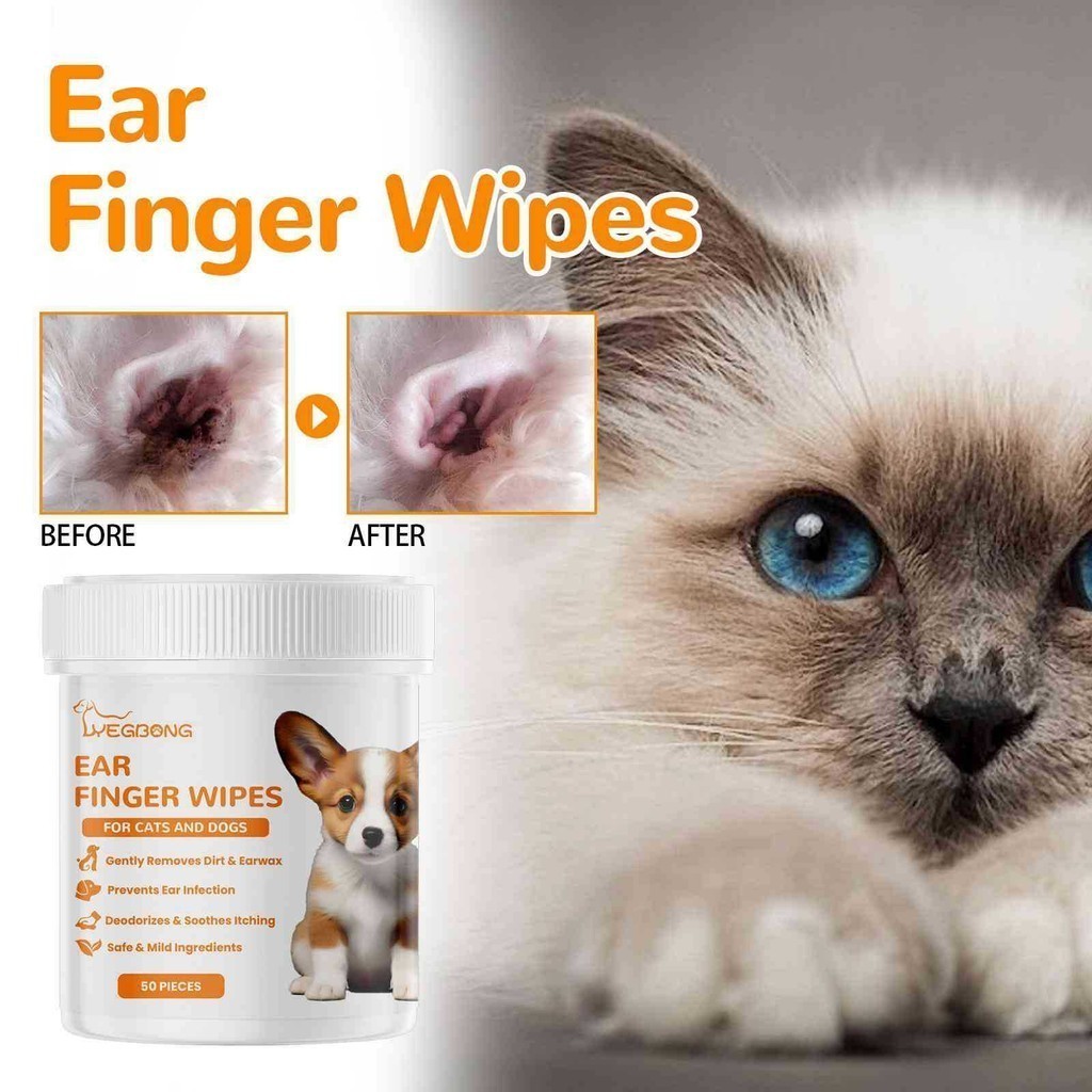 Yegbong Pet Ear Cleaning Finger Wipes Relieve Itching Clean Ear Mites ...