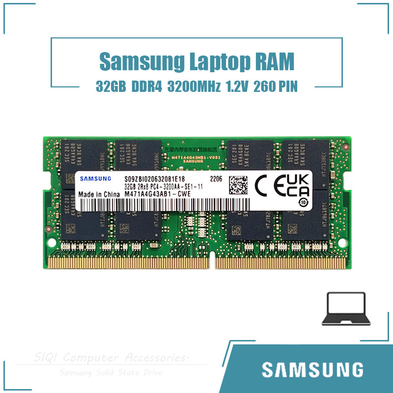 Samsung 32GB DDR4 3200MHz Laptop RAM Voltage 1.2V SODIMM 260Pin Support dual channel | Shopee ...
