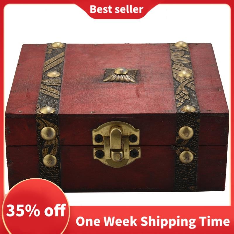 Available Vintage Wooden Treasure Chest Storage Box Lock Organizer Case ...