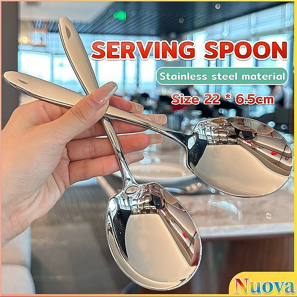 Nva Large Size Stainless Steel Soup Spoon Public Sharing Spoon for ...