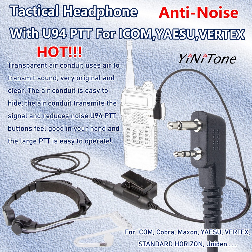 Noise reduction Neck Mic Earpiece U94 PTT for ICOM IC-V82 SL25 radio ...