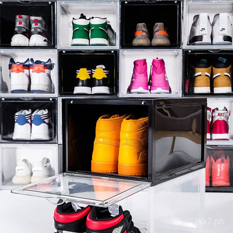AJSneakers Collection Display Shoe Cabinet Flip Magnetic Side Open Anti ...