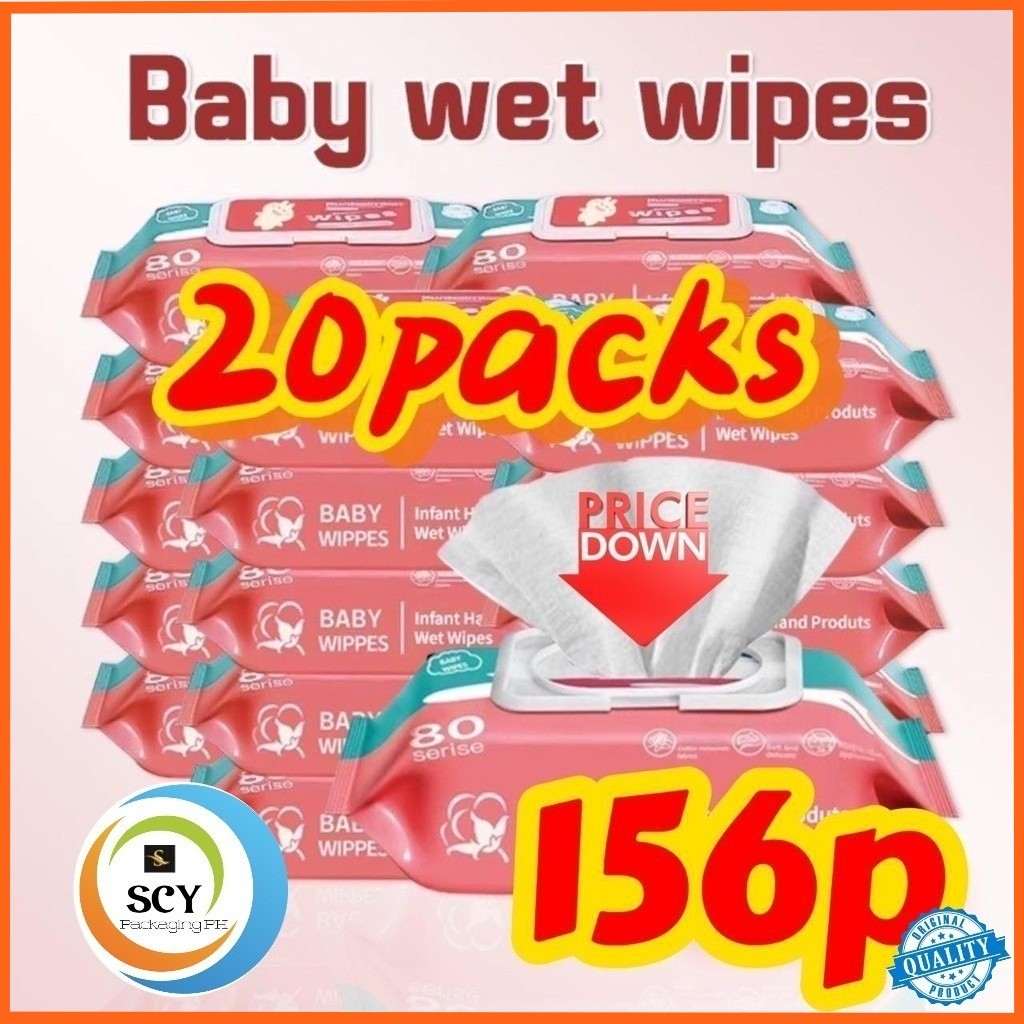 20 Packs Wipes for Baby Organic Baby Wipes 80pcs Per Pack Wet Wipes Hypoallergenic (Non-Alcohol ...