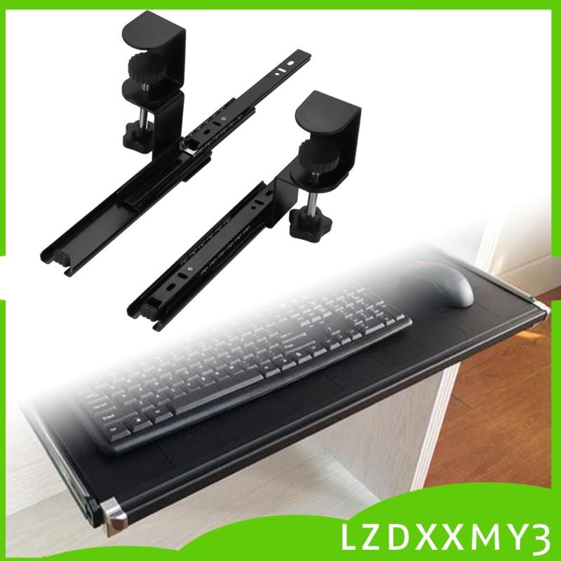 [Lzdxxmy3] Desk Extender Tray Pull Out Keyboard Clamp Rail Set for ...