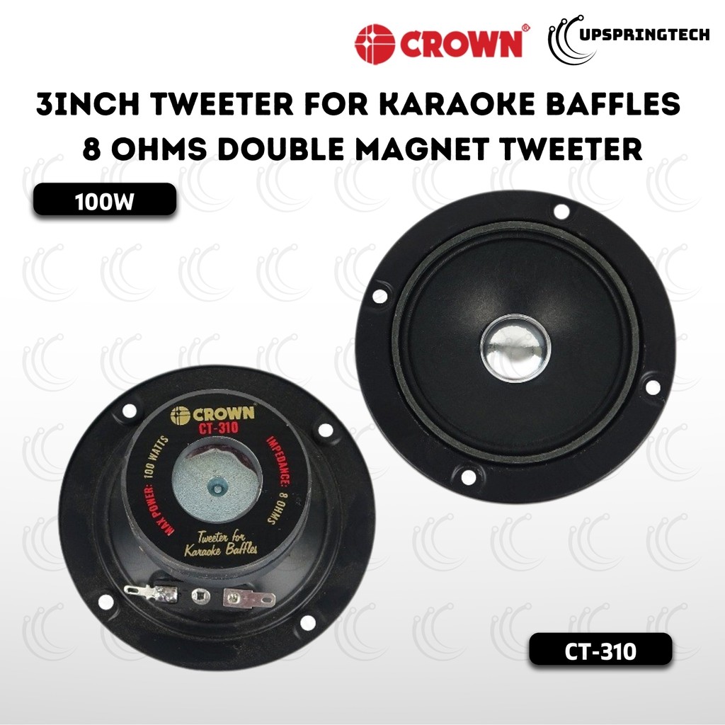 CROWN 3inch 100W Tweeter for Karaoke Baffles 8 Ohms Double Magnet ...