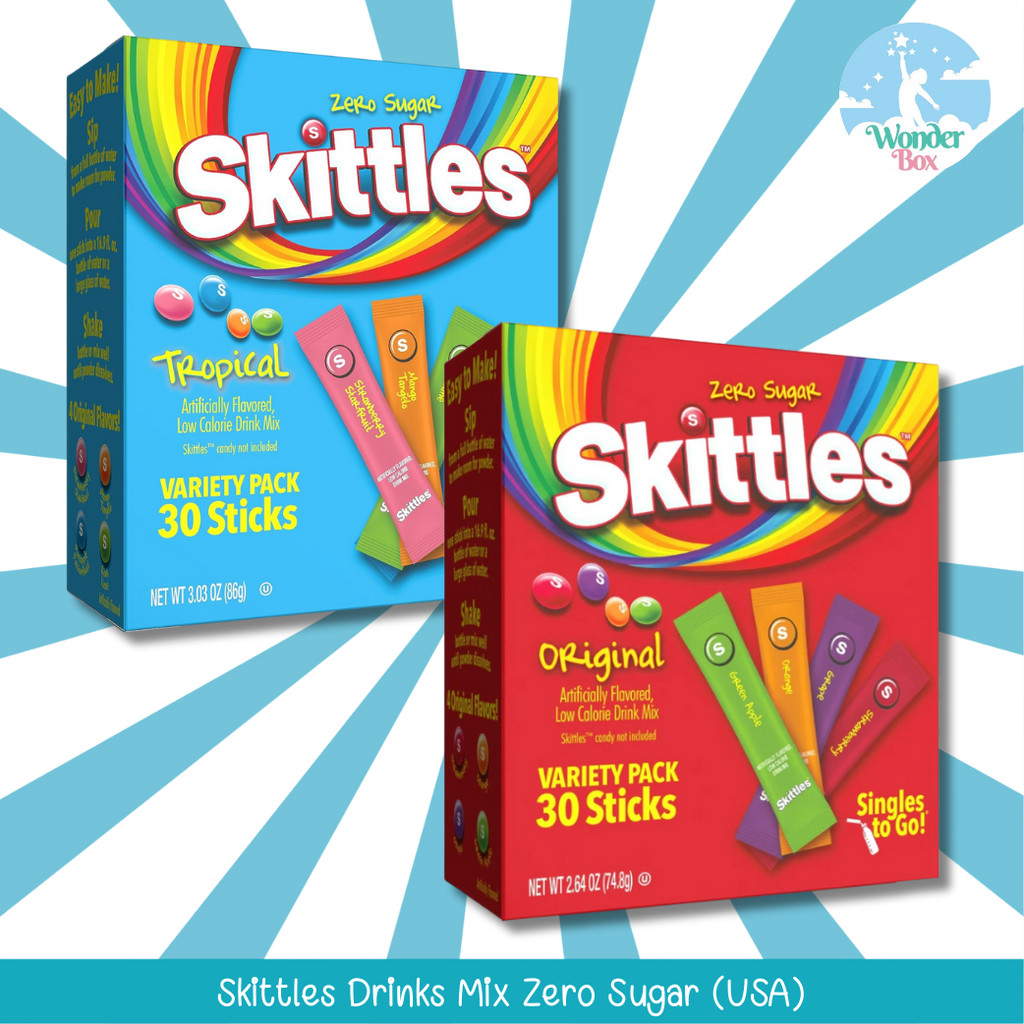 Skittles Drinks Mix Zero Sugar (USA) 30 Count Packets 2 Types To Choose ...