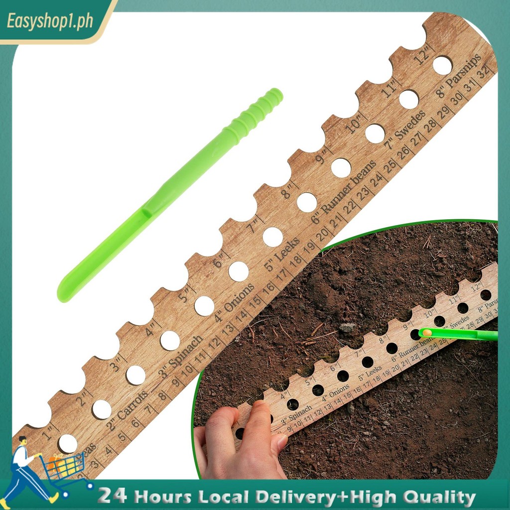 Seed Ruler and Dibber Wood Seed Spacing Ruler with Holes Plastic ...