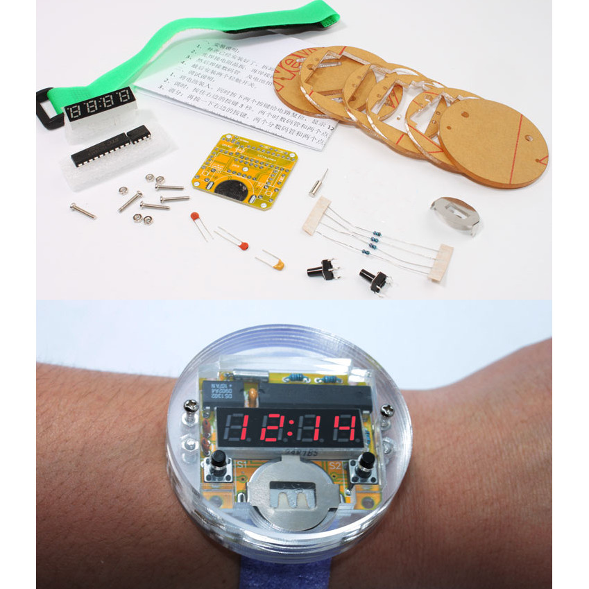 single-chip LED watches electronic clock kit DIY LED Digital Watch ...