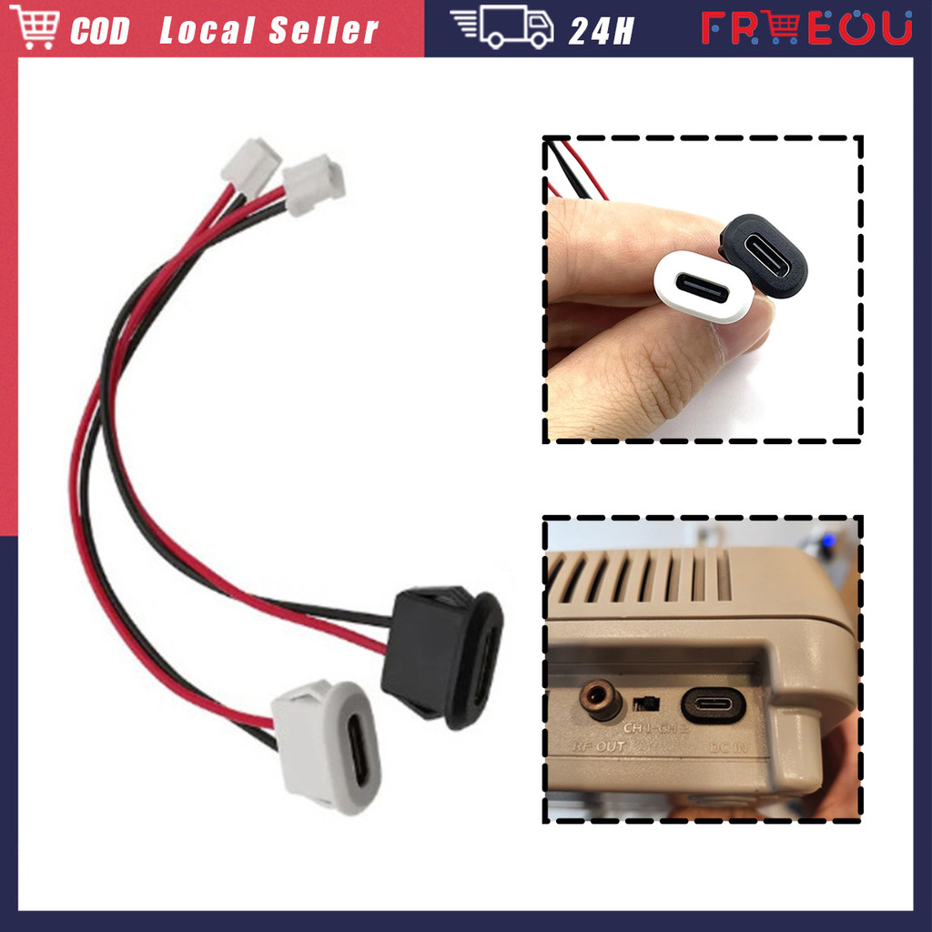 1/5Pcs Type-C Female Power Jack Waterproof USB 2 Pin Charging Connector ...