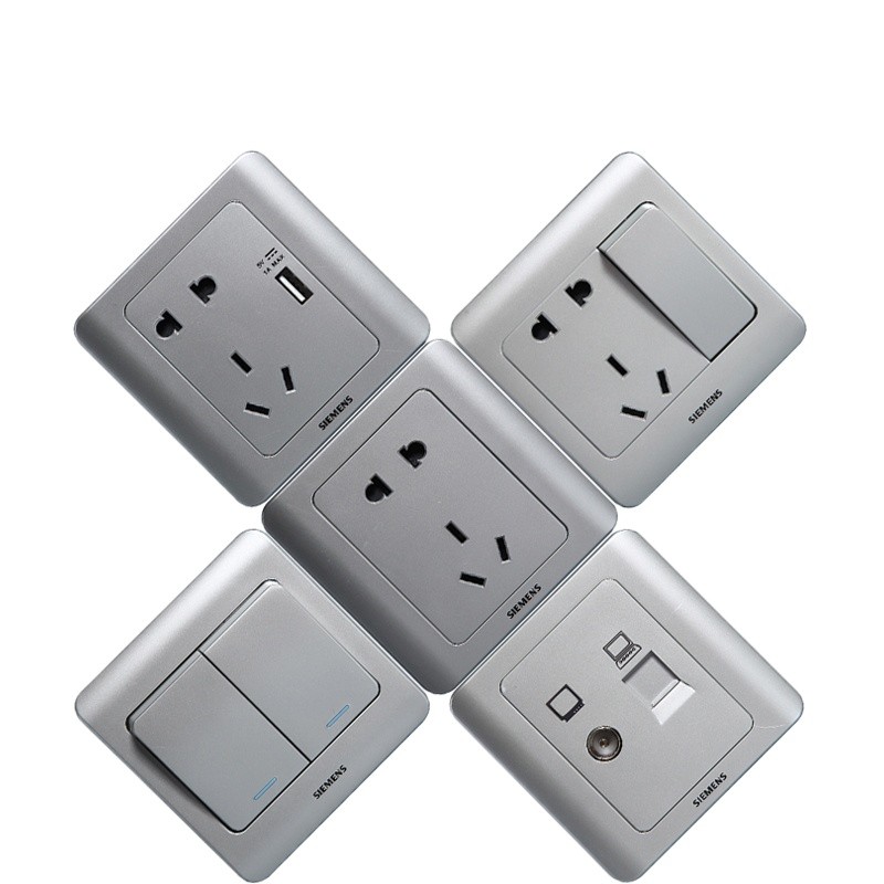 Siemens switch socket vision color silver 86 16A one or two single ...