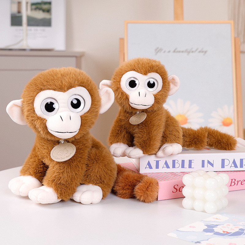 Cute Realistic Big-Eyed Monkey Plush Toy - Adorable Stuffed Animal ...