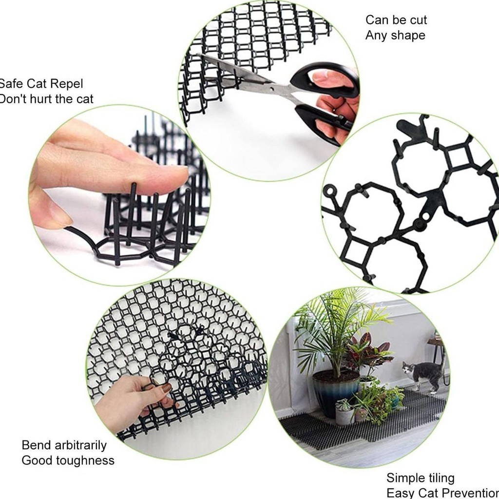 Cat Spike Mat 12Pcs Cat Scat Mat with Spikes Outdoor Cat Deterrents Mat ...