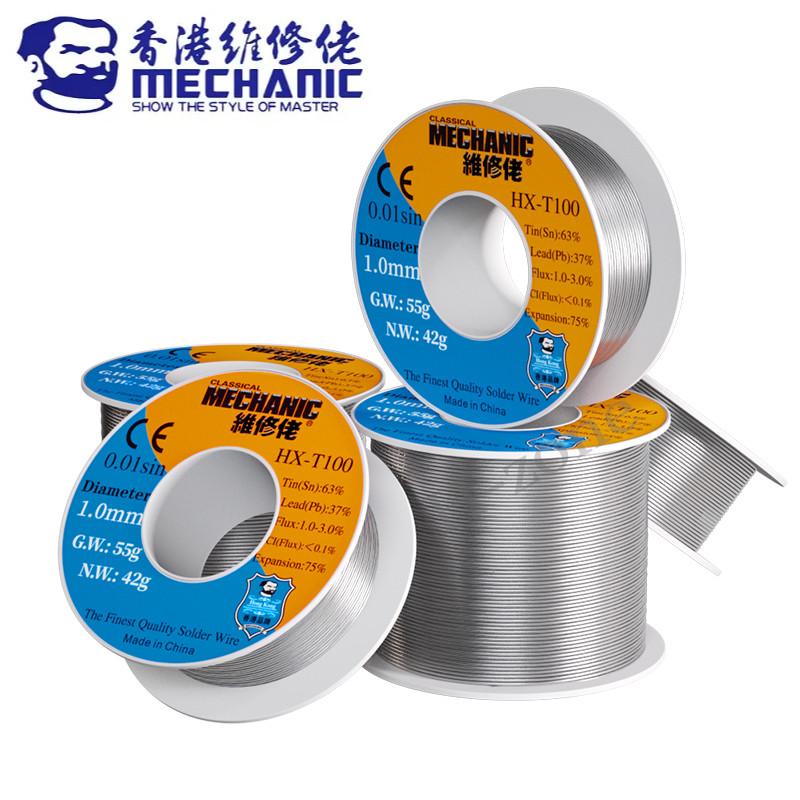 MECHANIC HX-T100 55g Mild Rosin Core 183℃ Melting Point 0.2mm-1.2mm High Purity Solder Wire ...
