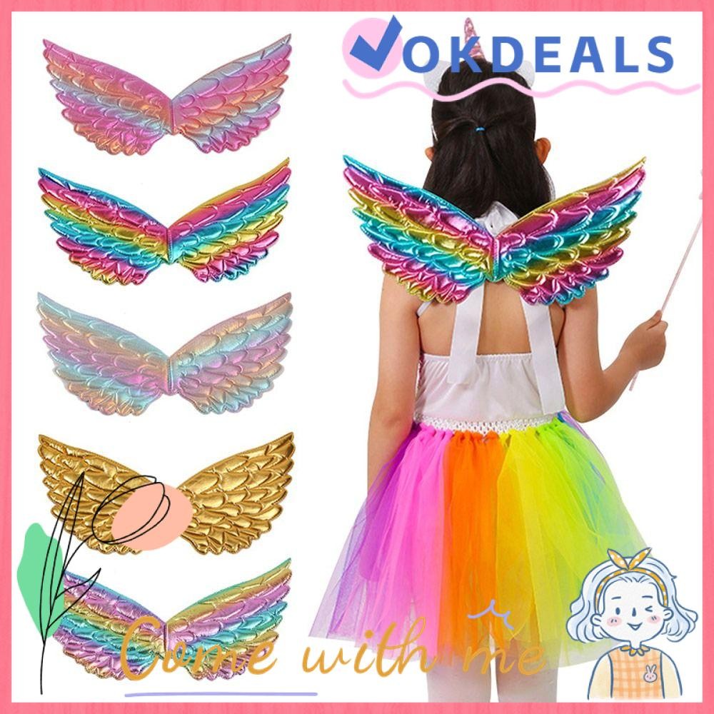 OKDEAL Fairy Angel Wings, Rainbow Shiny Cosplay Props Supplies ...
