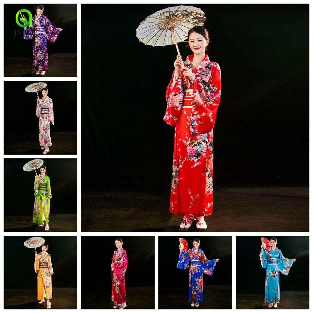 JNBYE Traditional Japanese Kimono, Cosplay Costume Printed Floral ...